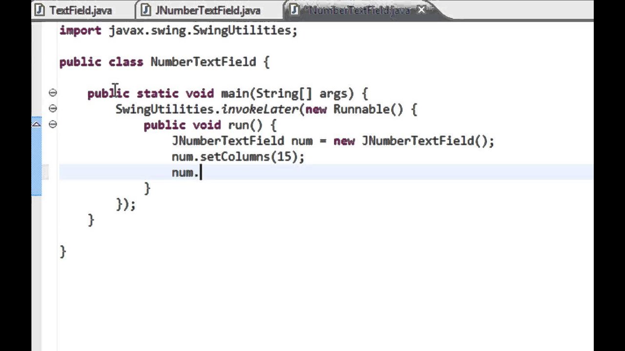 Java swing GUI tutorial #13: JNumberTextField