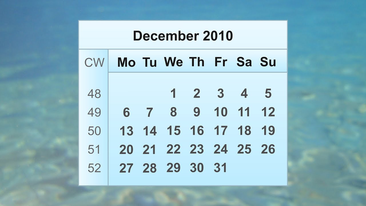 December 2010 Calendar