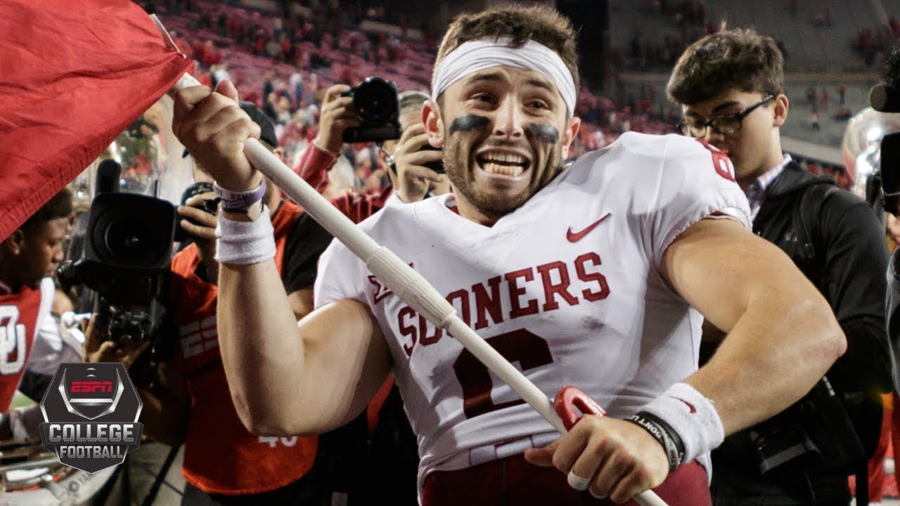 Baker Mayfield plants Oklahoma's flag at midfield after Ohio State upset | College Football on ESPN