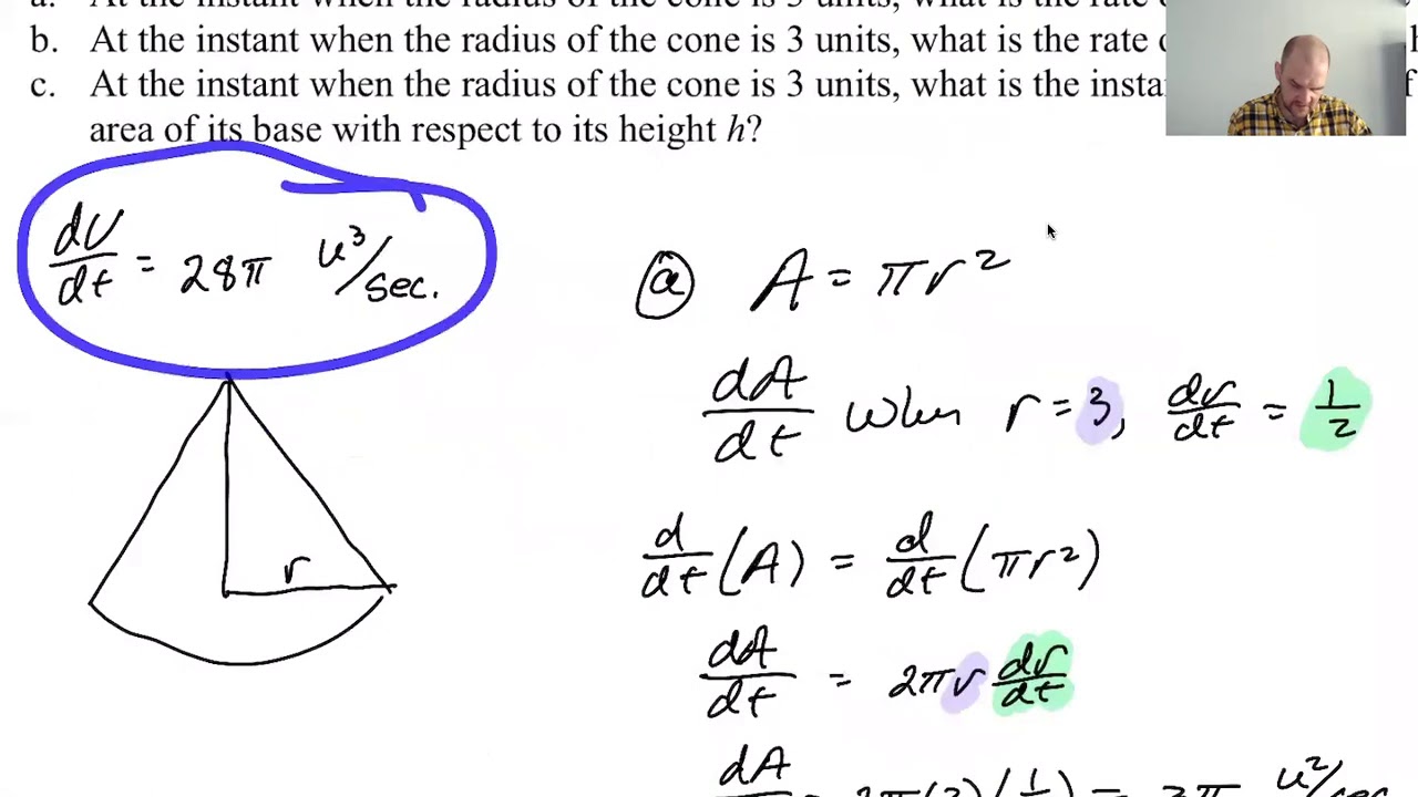 1984 AP Calculus AB Exam FRQ #5 (Related Rates)