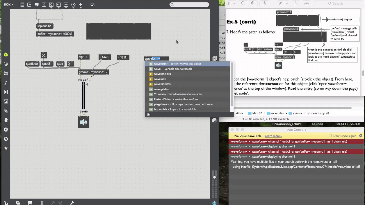 Max 7 Tutorials: 6.7 Basic Sampling—introducing [groove~] through a simple granular time stretch