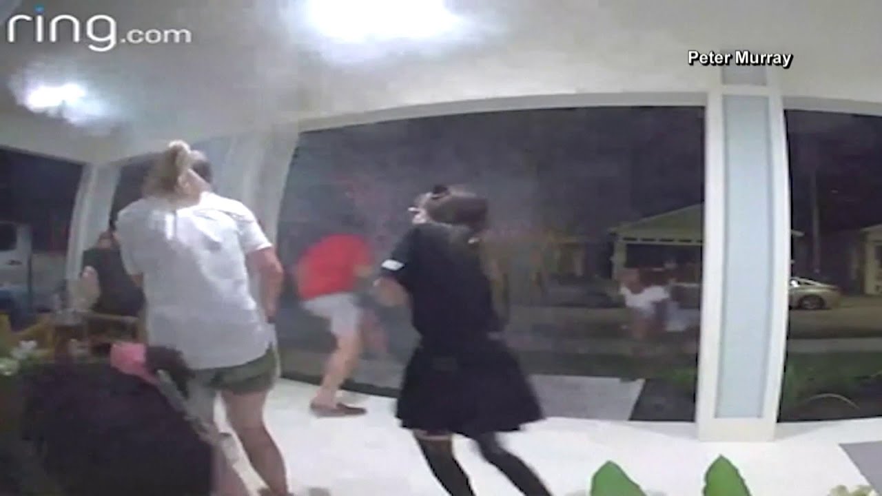 Caught on camera: Firework thrown at family