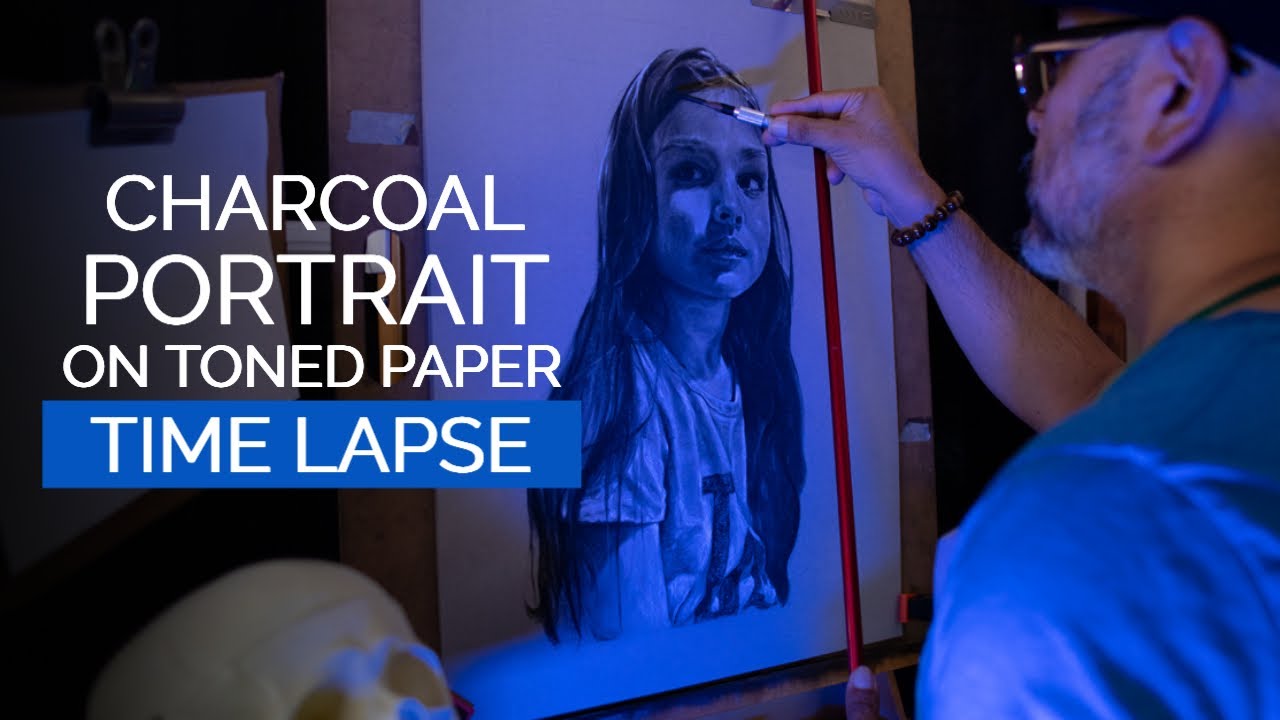 REALISTIC Charcoal PORTRAIT On Toned Paper - TIME LAPSE