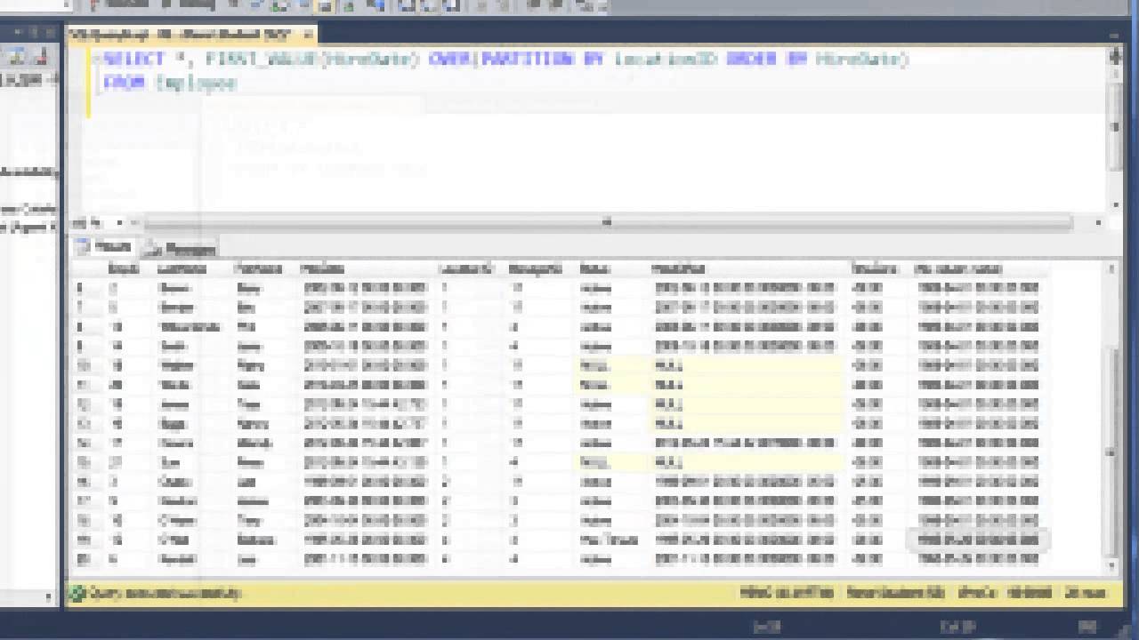 SQL 2012 Analytical Functions Lab 1.3