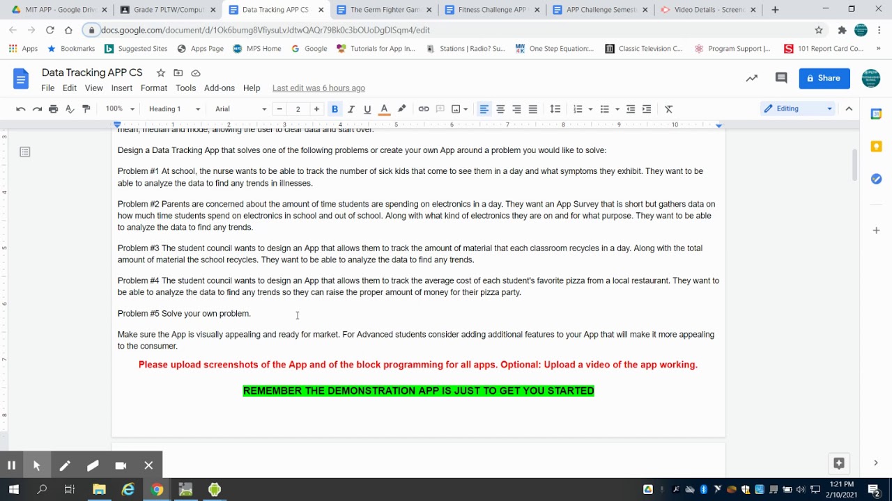 Data Tracking Overview and Design Screen MIT APP INVENTOR 2