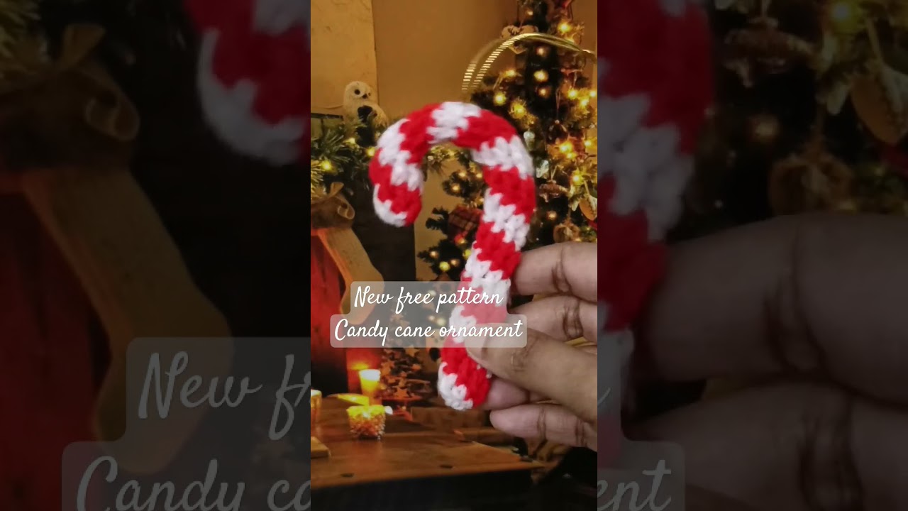 Crochet candy cane ornament ~ free pattern #crochet #crochetchristmasdecoration #christmascrochet