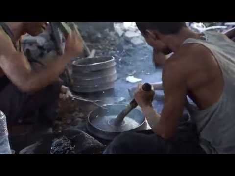 Making Bronze Hand Made Gong in Mandalay, Myanmar
