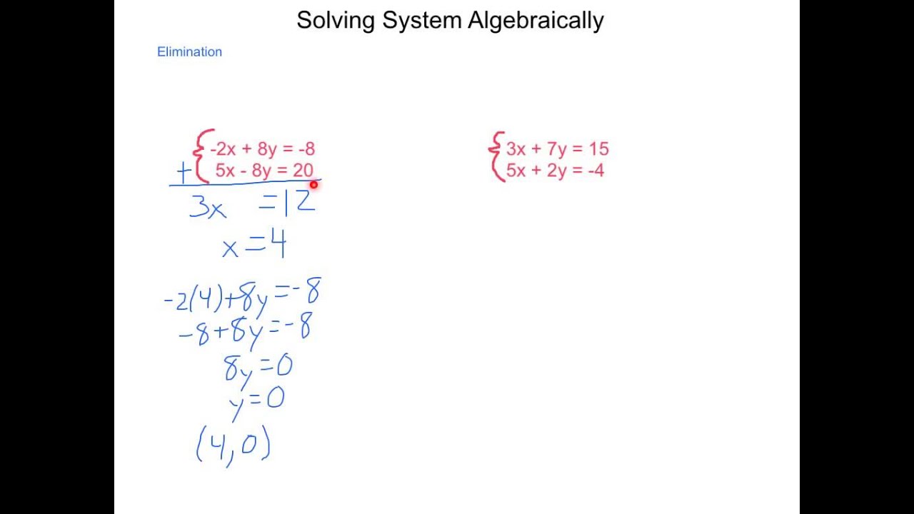Algebra2 3.2 Solving Systems Algebraically