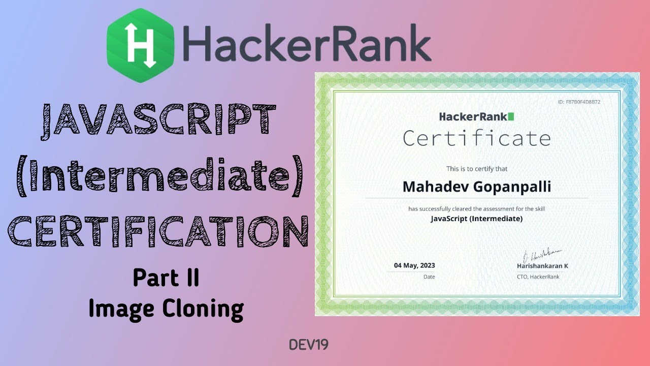 JavaScript (Intermediate) | Image Cloning Problem | Hackerrank Certifications  #HackerankSolutions