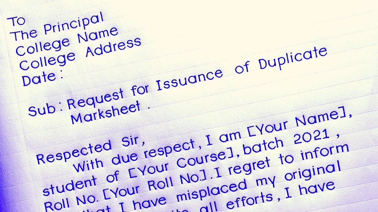 How to Write Application for Duplicate Marksheet (Lost/Damaged)