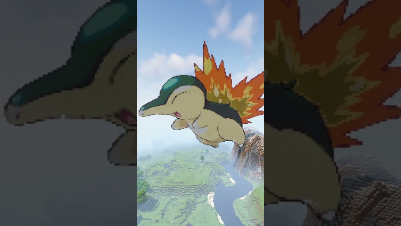 CYNDAQUIL Pokemon?! Minecraft Pixel Art #shorts