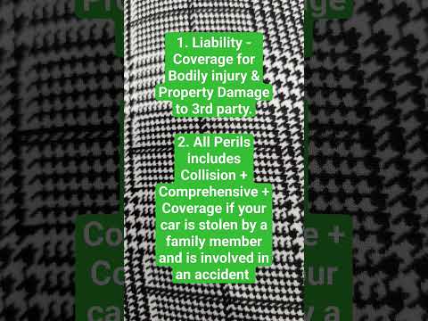 Insurance definitions - Auto insurance - Full coverage - Option 2 - All Perils