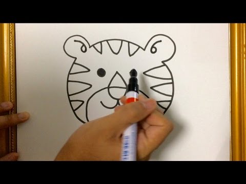 SIMPLE LESSON HOW TO DRAW ANIMAL : TIGER FACE USING MARKER PEN