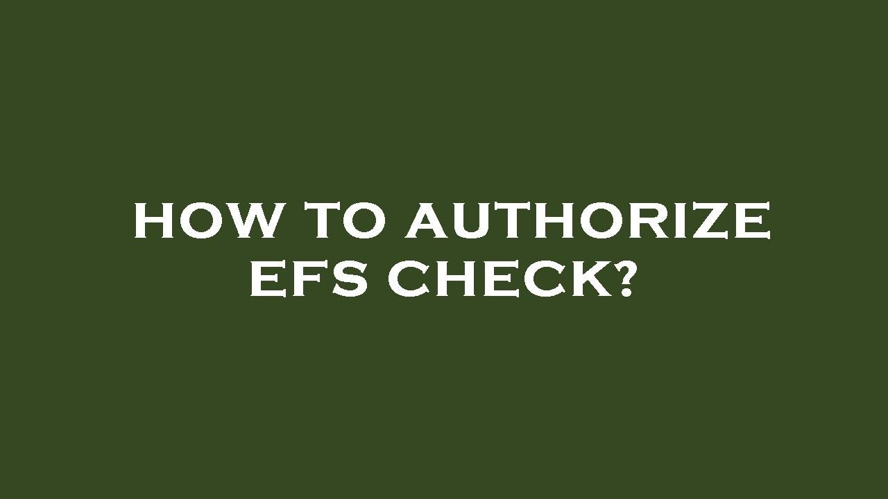 How to authorize efs check?
