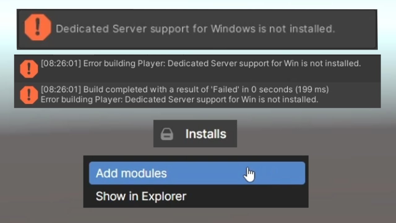 Fix Unity Build Error: Dedicated Server Support Not Installed