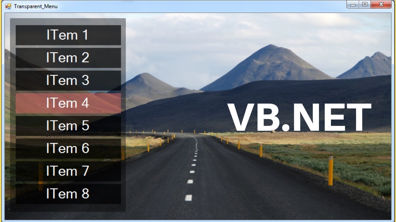 VB.NET - How To Make Transparent Menu In Visual Basic.Net [ with source code ]