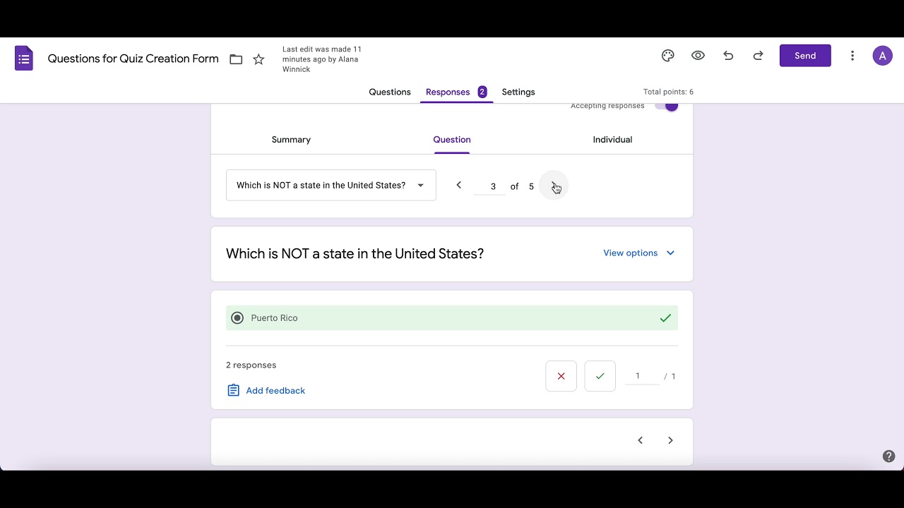 Google Forms: Grade Quiz Responses