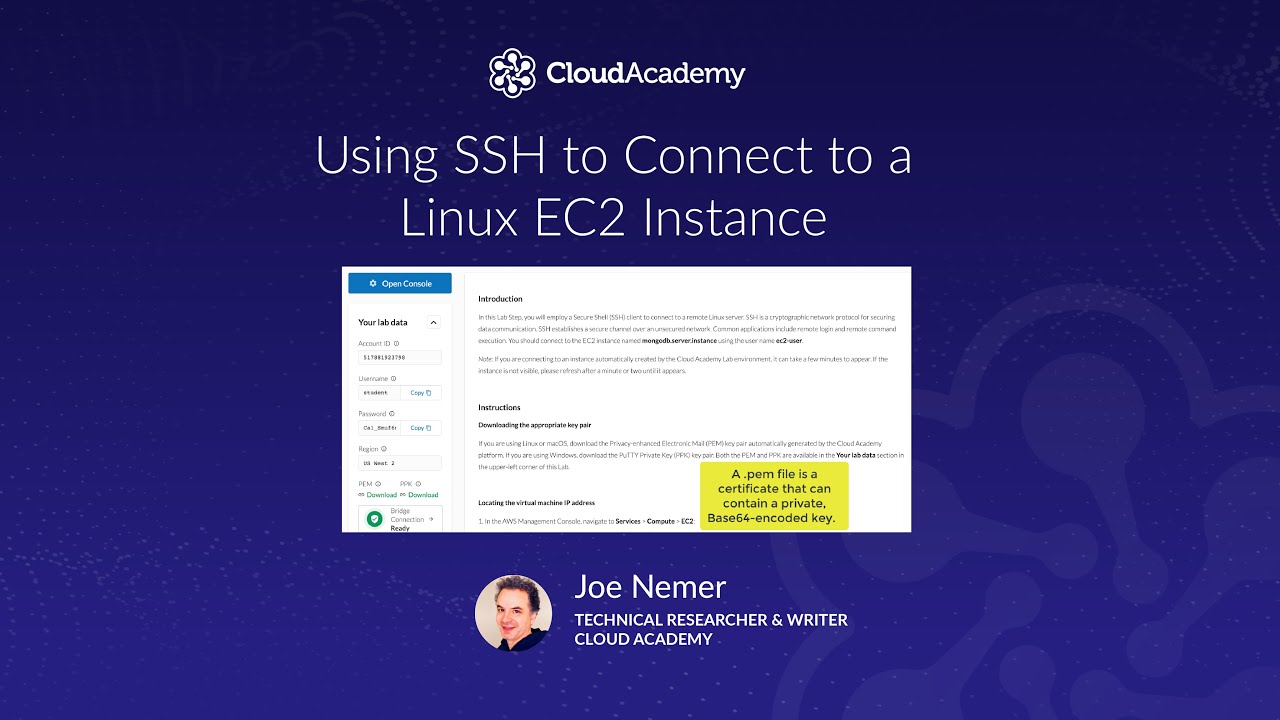 Lab Snippet: Using SSH to connect to a Linux EC2 instance