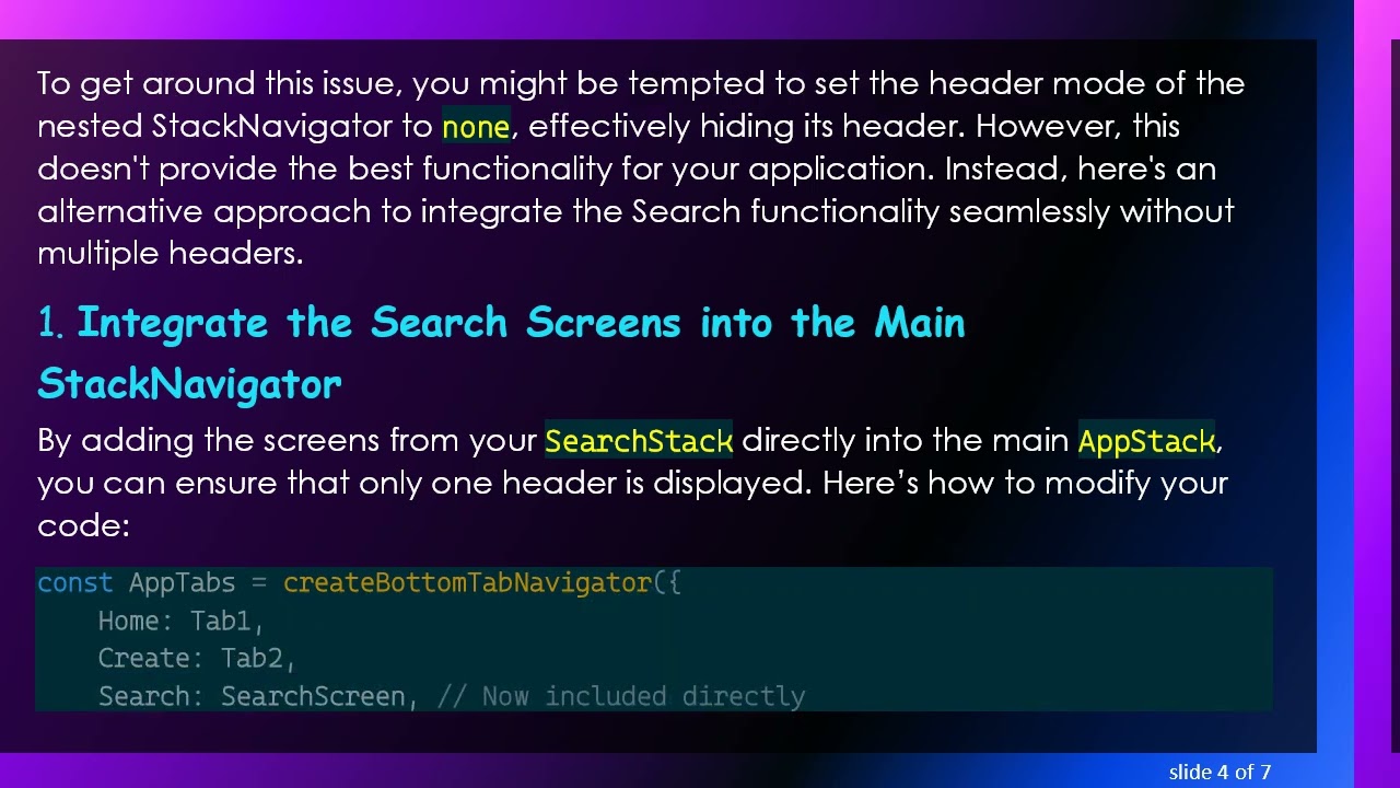 Handling Nested Navigators in React Native: Avoiding Multiple Headers
