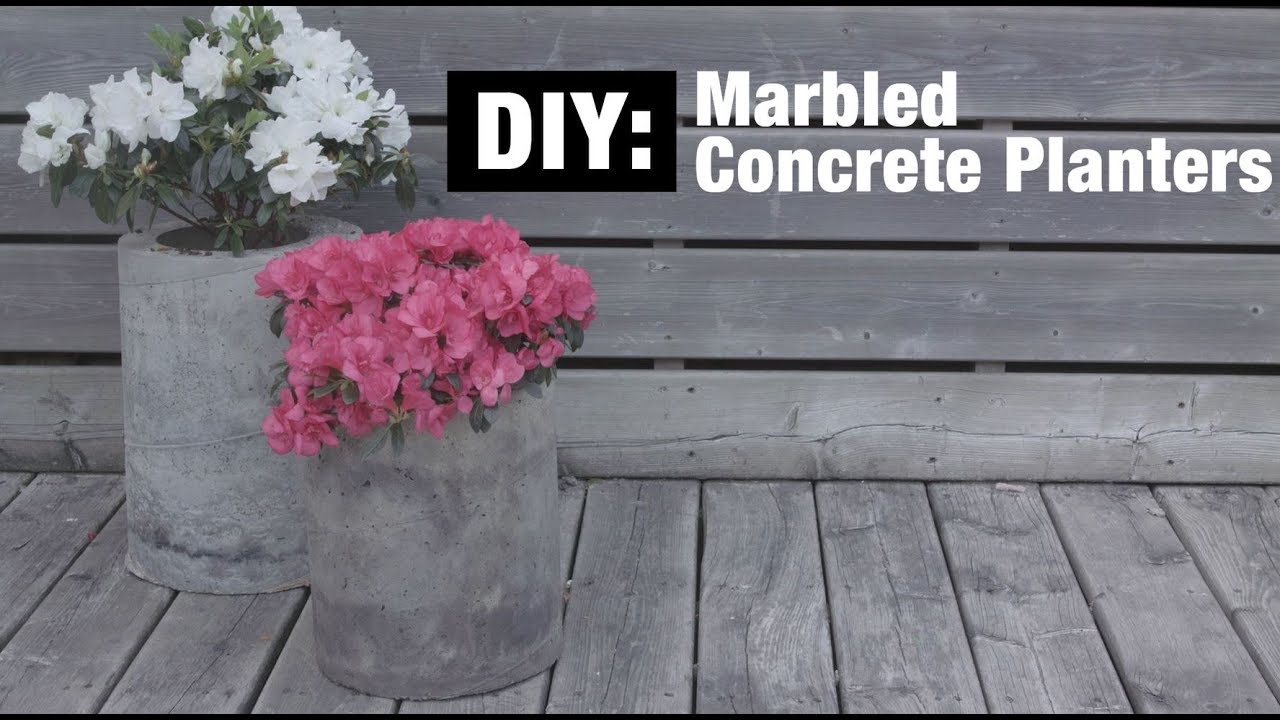 DIY: Marbled Concrete Planters