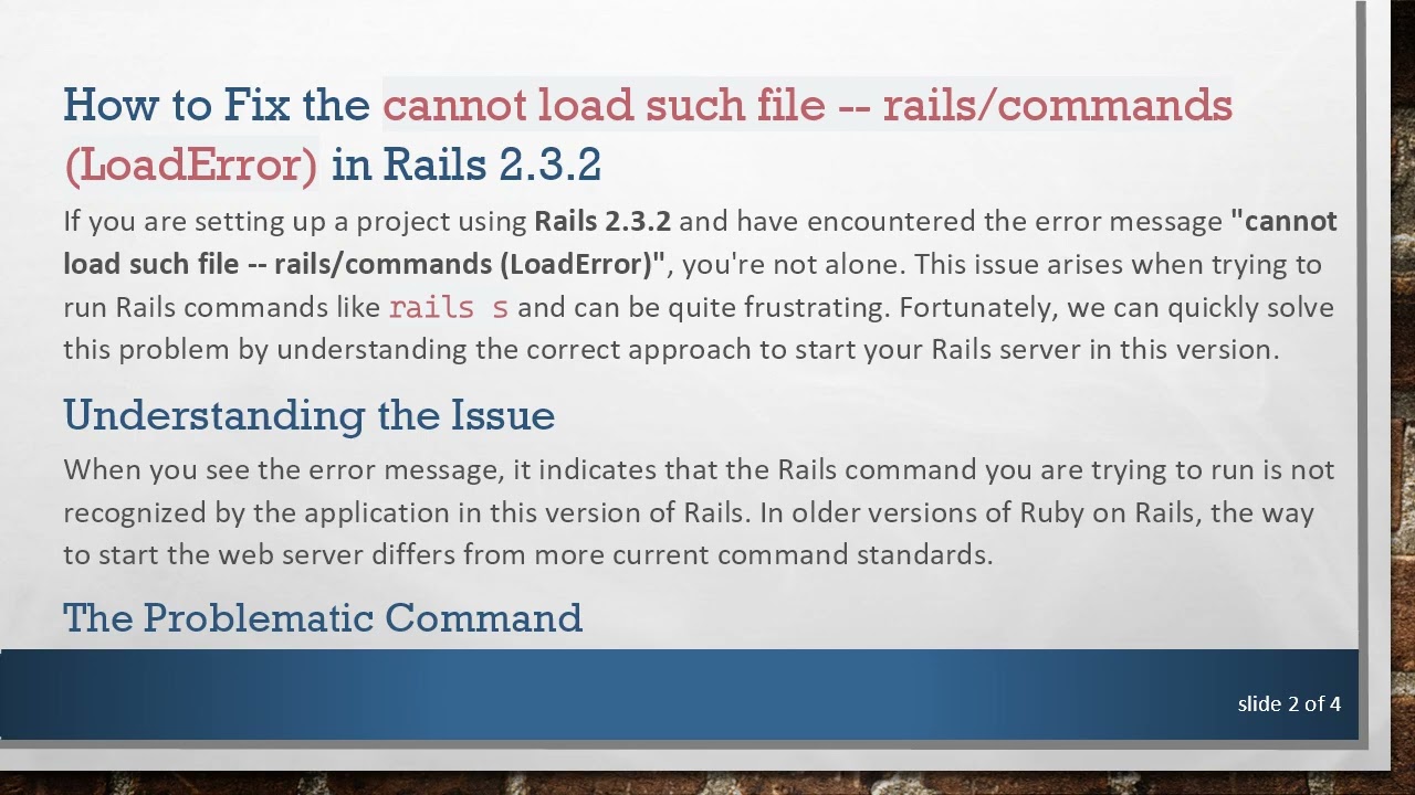 Resolving cannot load such file -- rails/commands (LoadError) in Rails 2.3.2