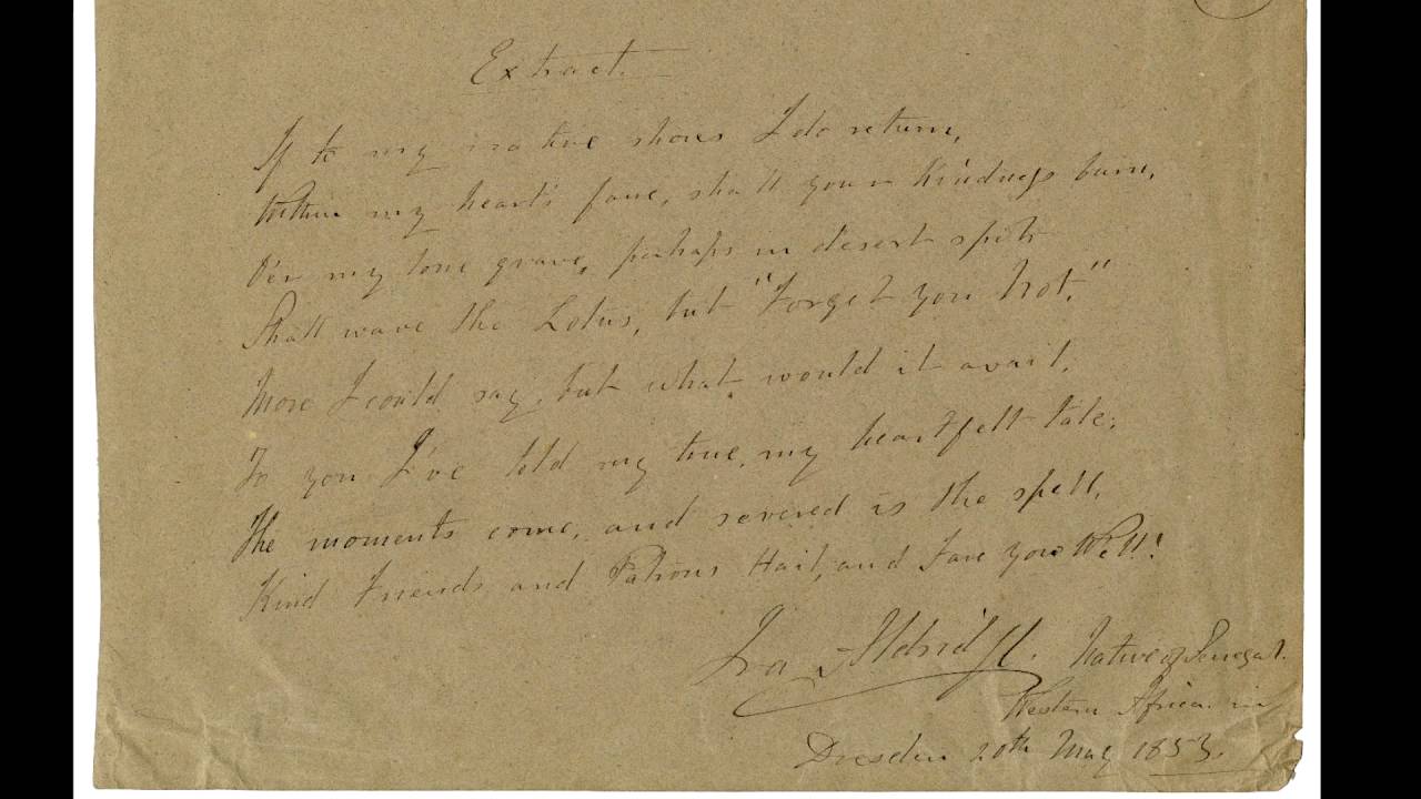 Aldridge Letter 1853