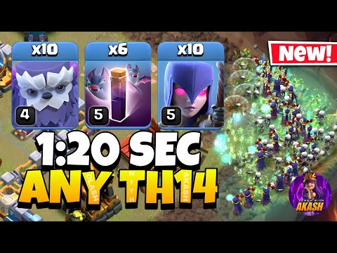 TH14 Yeti Witch Attack With 6 Bat Spell !! TH14 Attack Strategy (Clash of Clans)
