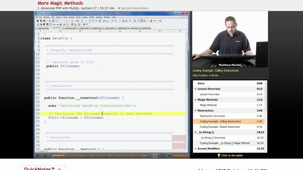 PHP with MySQL - Magic Methods