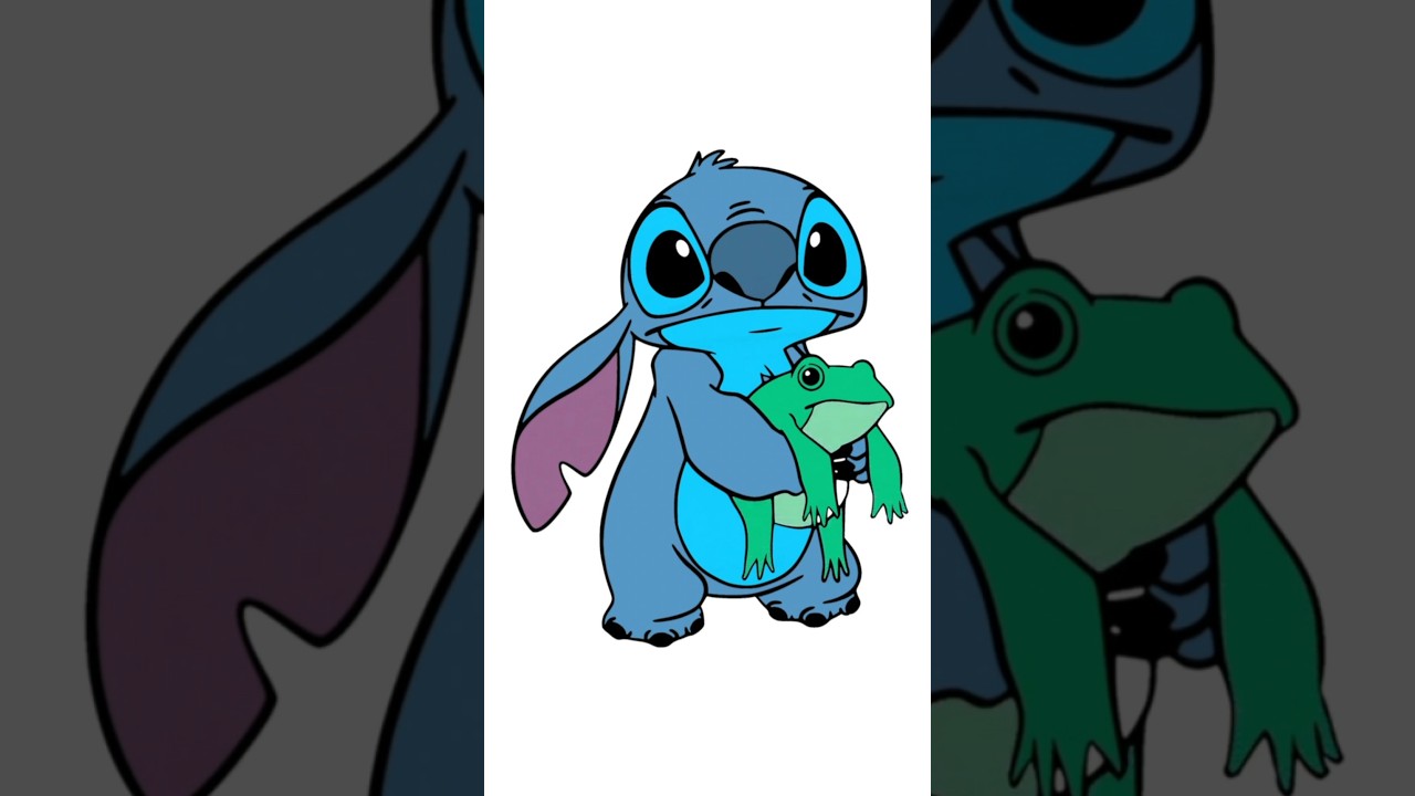 How to Draw and Color Stitch Holding his Frog | Lilo And Stitch Movie for Kids