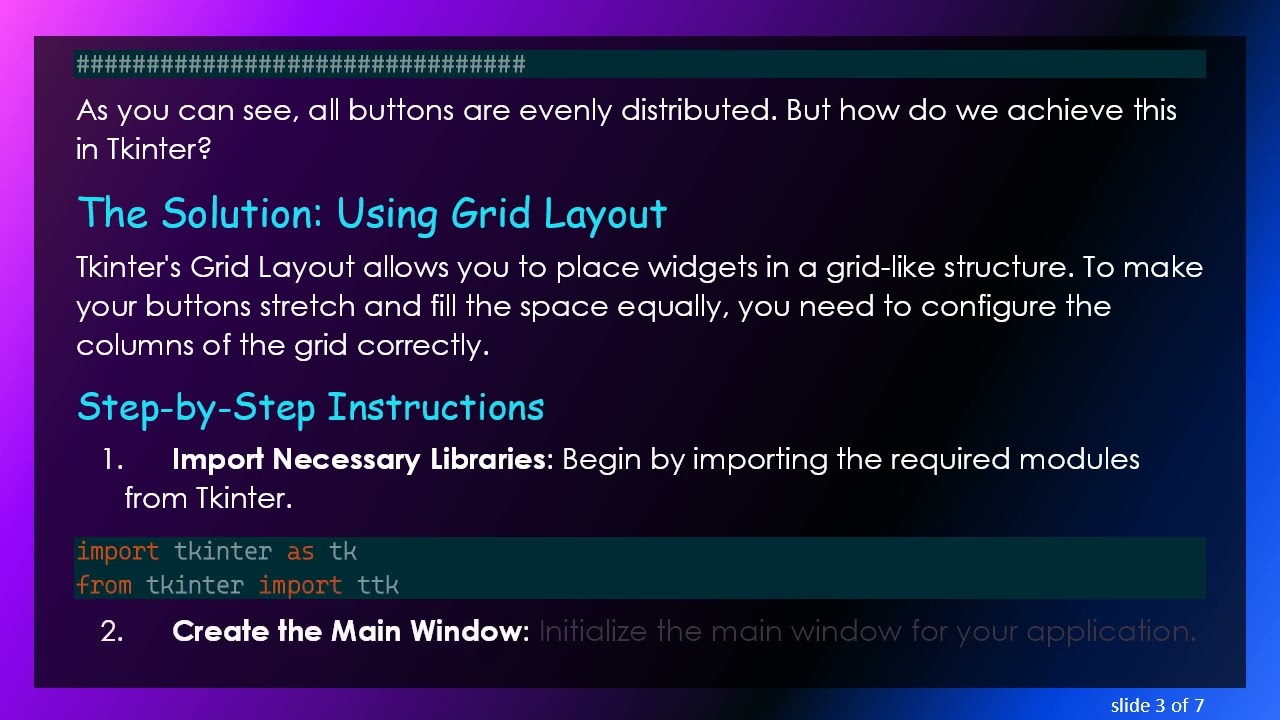 How to Divide Space Equally Between Widgets Using Grid Layout in Python Tkinter