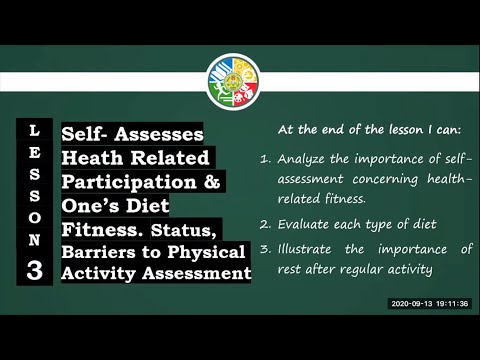 PE & Health 11 LESSON 3: Self-Assesses Health Related Participation and One’s Diet Fitness