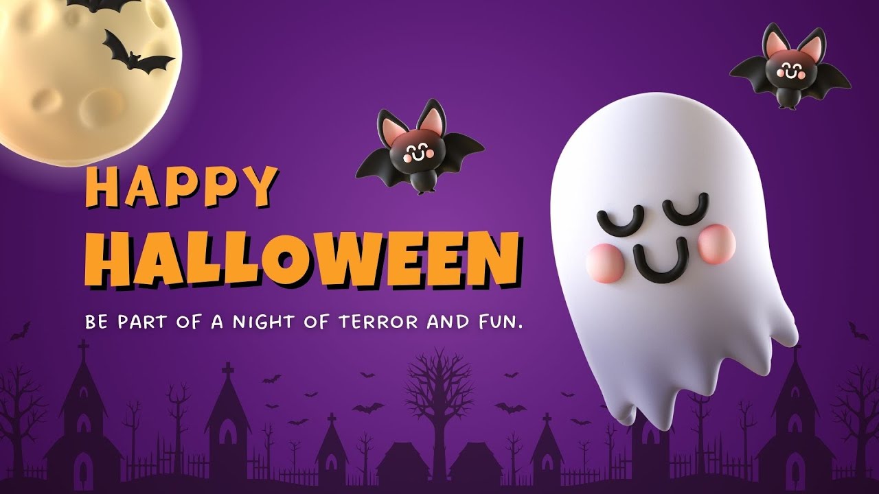 Happy Halloween Ghost Screensaver | No Sound | 4K UHD