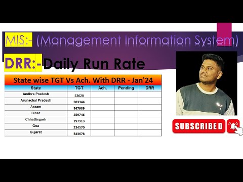 MIS #MS Excel | DRR (Daily Run Rate) #MIS