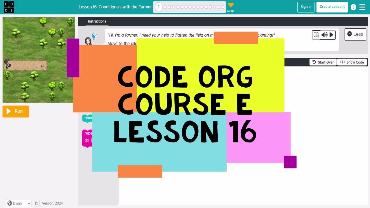 Code.org Course E Lesson 16 Conditionals with the Farmer - Code org Lesson 16 Answers