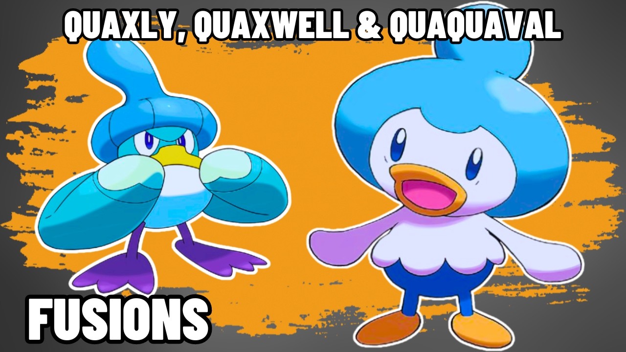 Quaxly, Quaxwell & Quaquaval Fusions | Type Swap, Fakemon, Pokedex, Pokemon Fusion