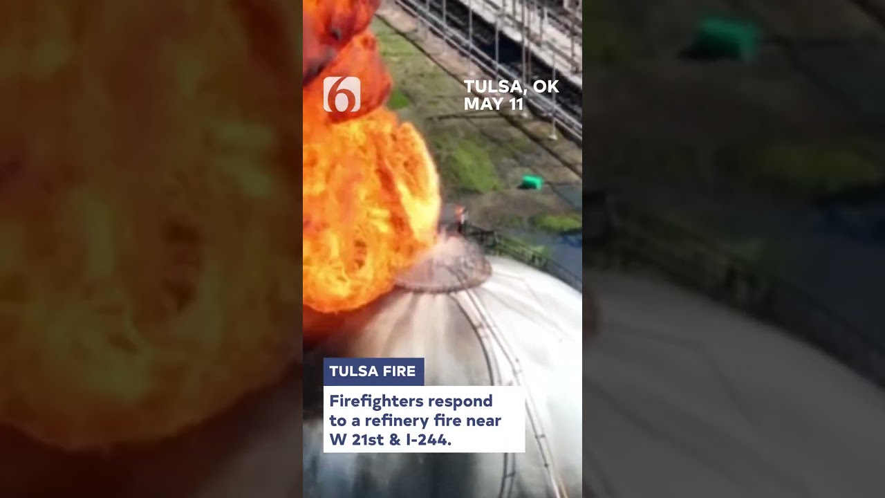 Tulsa Firefighters Fight Refinery Fire