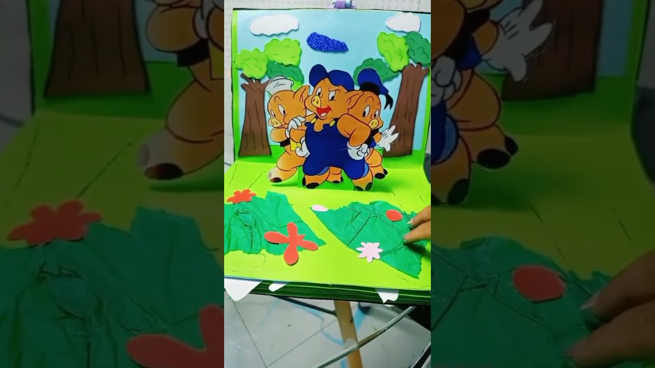 libro en 3D de Los Tres Cerditos #clases #creativo #libro3d #lostrescerditos #manualidades #mamá