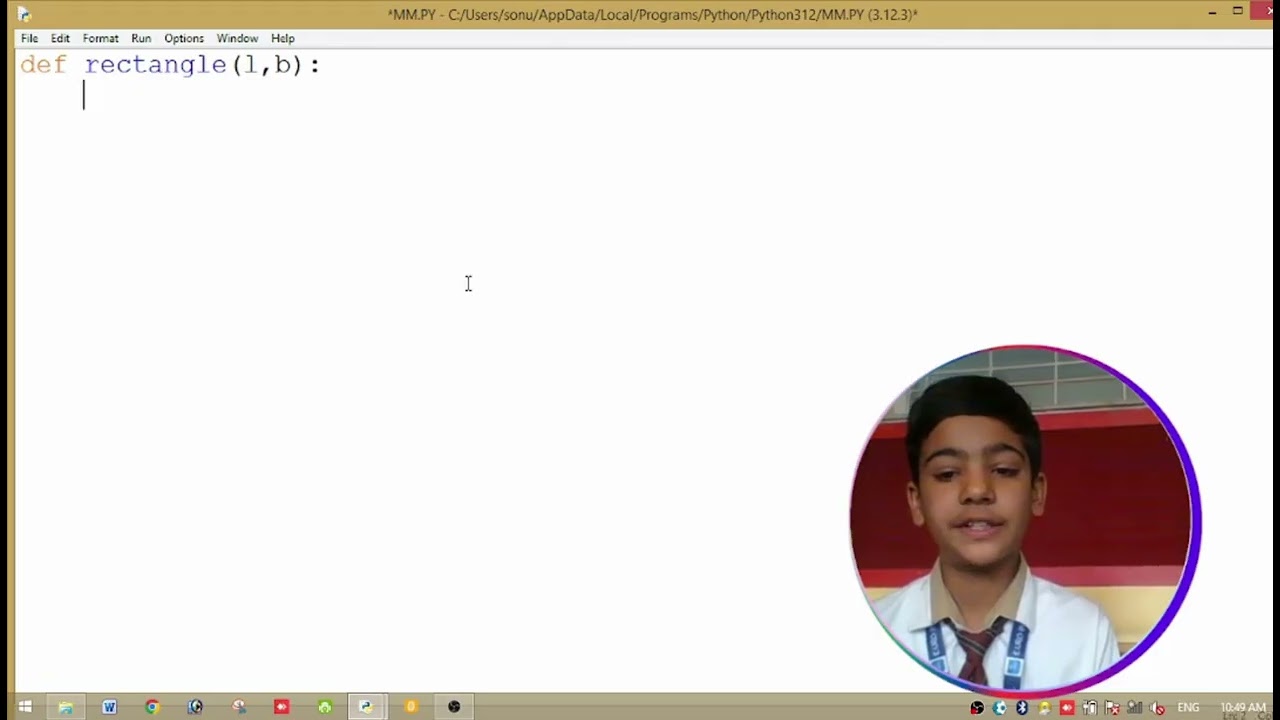 Grade 7th  Python - Program using User Defined Function