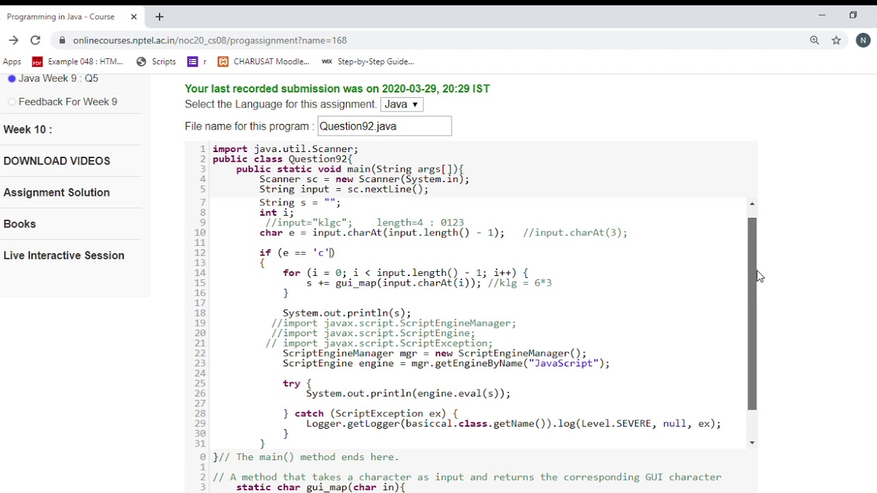 Programming in Java Course - Week 9 program number 2