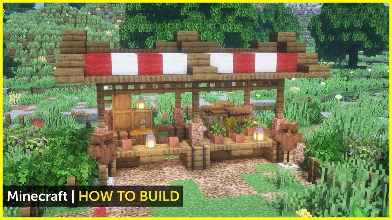 Minecraft How to Build a Market Stall (Tutorial) - Minecraft Builders