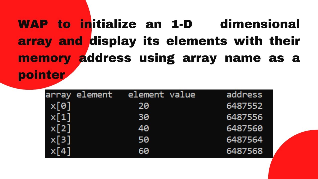 C PROGRAM TO INITIALIZE 1D ARRAY AND DISPLAY ITS ELEMENTS WITH ADDRESS USING POINTER