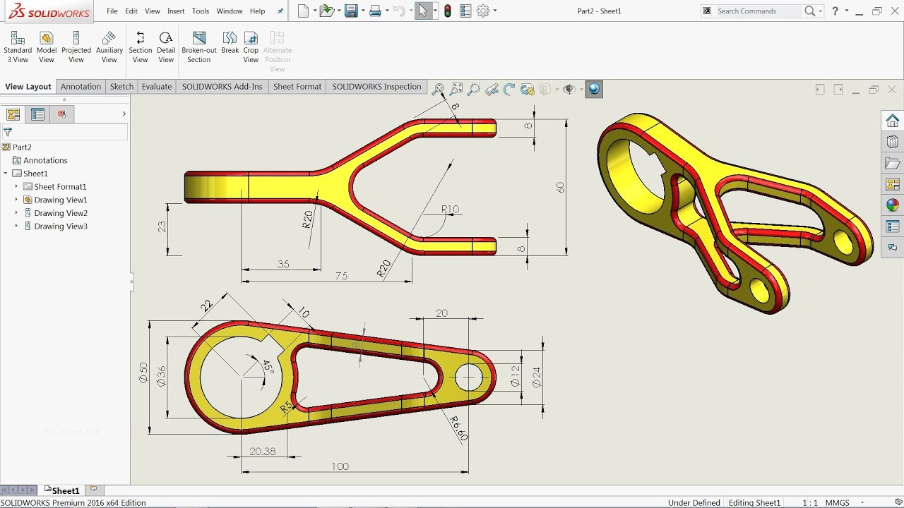 SolidWorks Tutorial for beginners with Drawing Exercise 3
