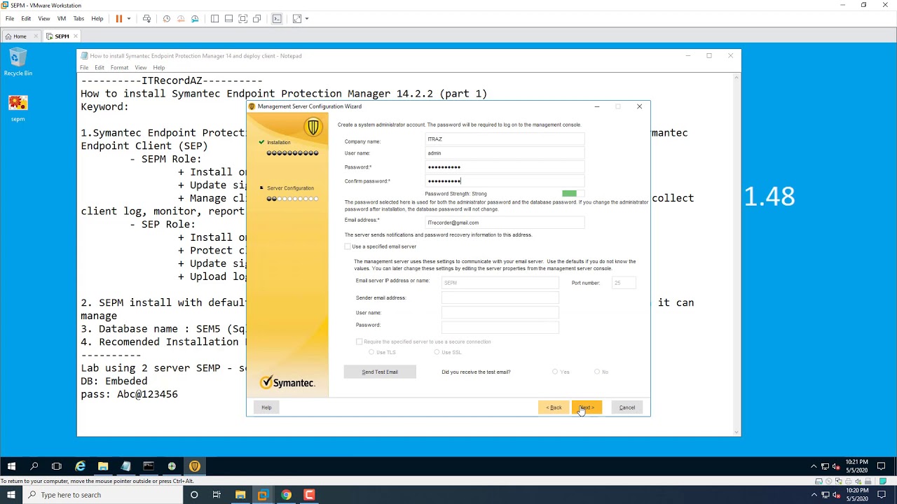 How to install Symantec endpoint protection manager (SEPM) with Embedded database (part 1)