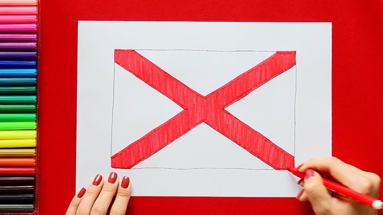 How to draw the Flag of Alabama State, USA