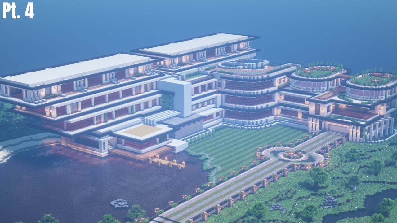 Minecraft: Modern Mega Mansion Tutorial | Freestyle Build (#2) Pt. 4