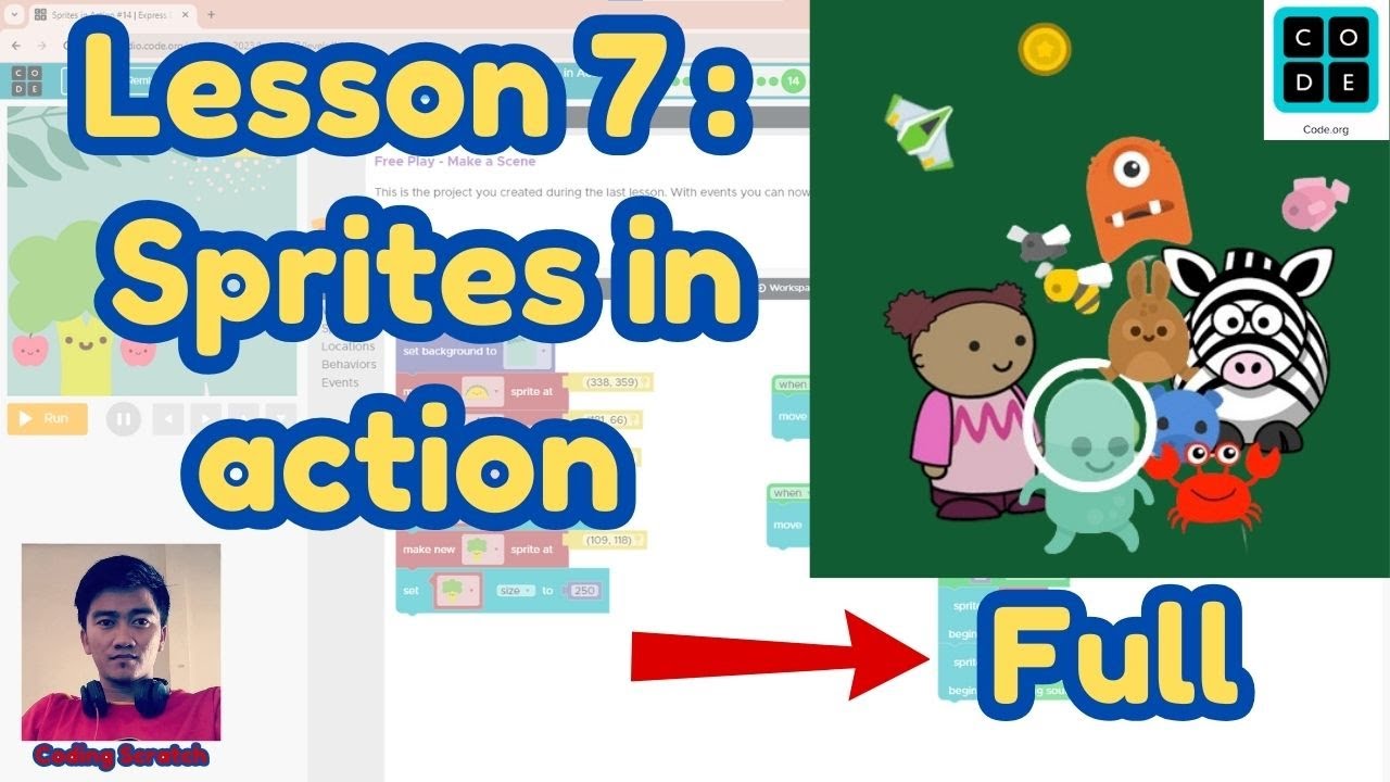 Code.org Lesson 7 Sprites in Action | Express Course 2024 | Code.org Answer