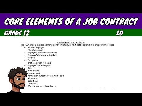 Core Elements of a Job Contract | Grade 12 LO