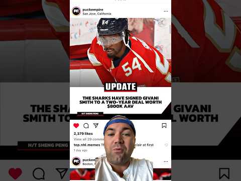 San Jose Sharks sign Givani Smith to a two year contract at $800K AAV