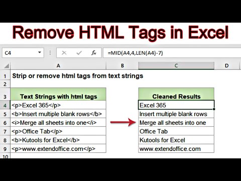 How to Remove HTML Tags in Excel - remove html tags except links