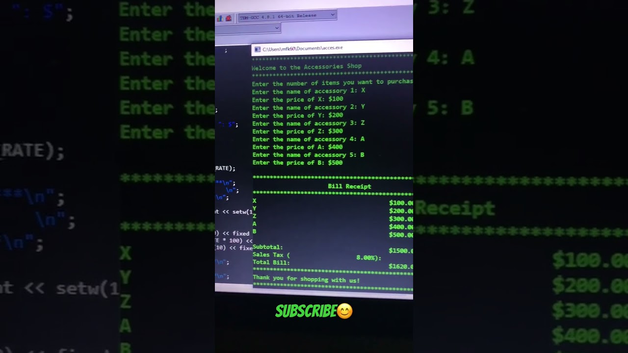 itemized bill IDE dev c++ #cppprogramming